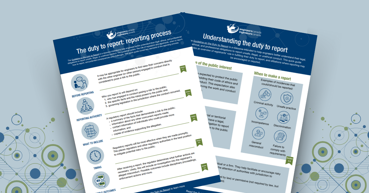 Guideline on the Duty to Report: New quick guides available | Engineers ...